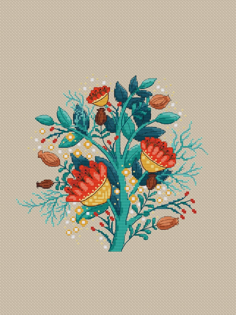 Magic floral branch - cross stitch pattern – Kate Stitch Land