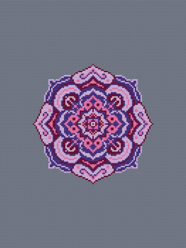 Lilac mandala - cross stitch pattern – Kate Stitch Land