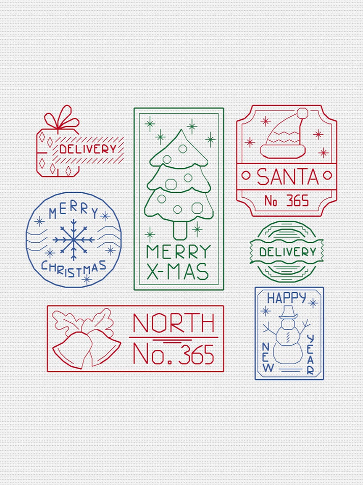 Christmas Stamps - embroidery pattern – Kate Stitch Land