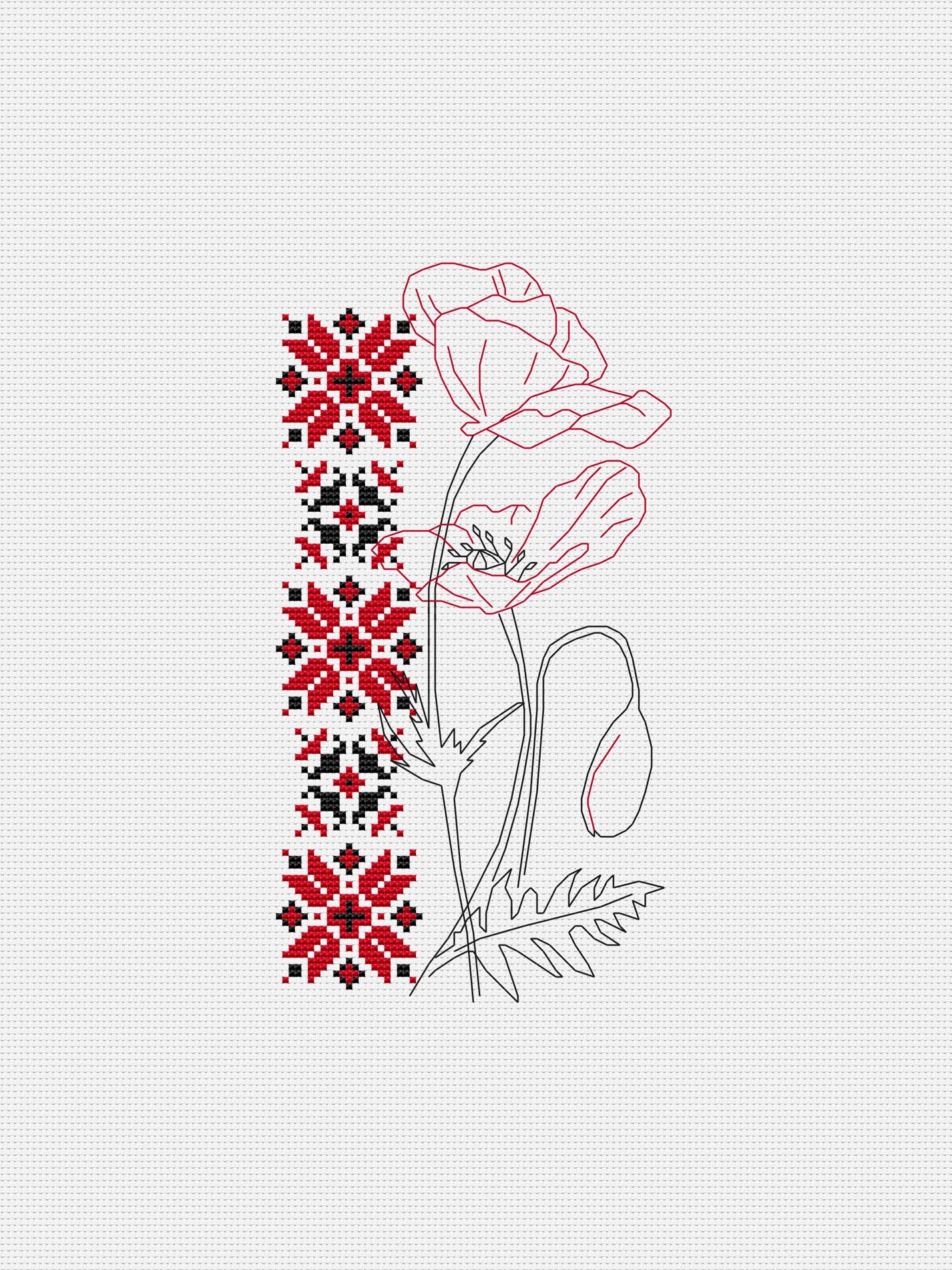 Poppies of Ukraine cross stitch pattern – Kate Stitch Land