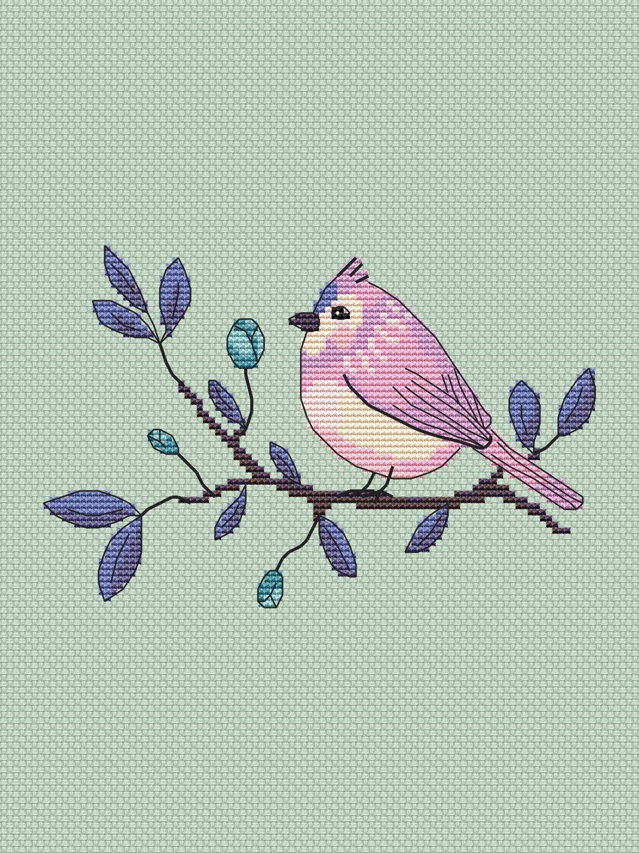Spring Bird - free cross stitch pattern – Kate Stitch Land